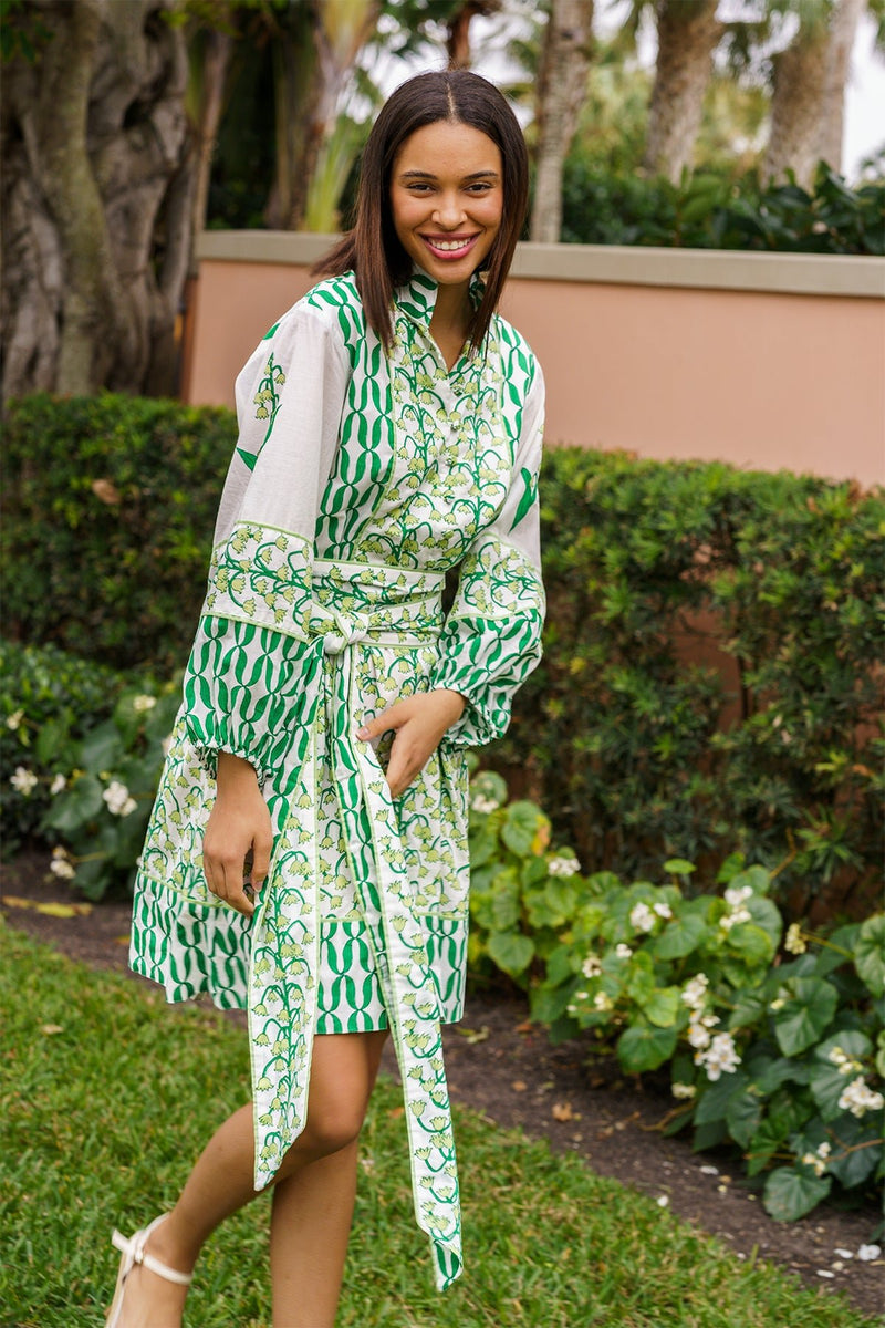 SUE SARTOR Flounce Shorty | Celery/Chive Lily of the Valley